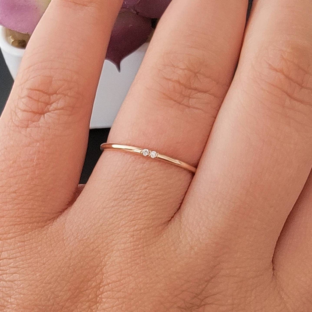 Minimalist Ring, Diamond Ring, 14k Gold Ring, Diamond Wedding Ring, St ...