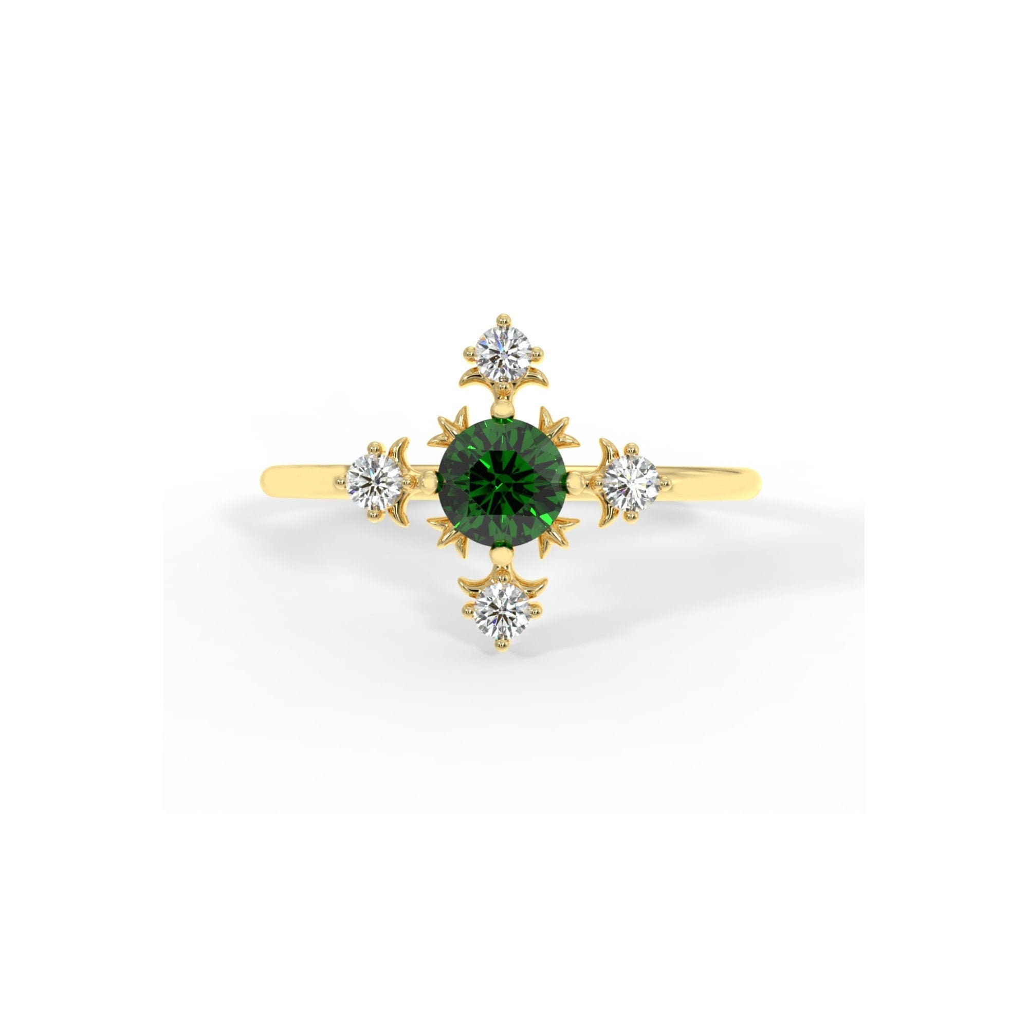 Emerald Diamond Vintage Engagement Ring – Beauties Jewelry NYC