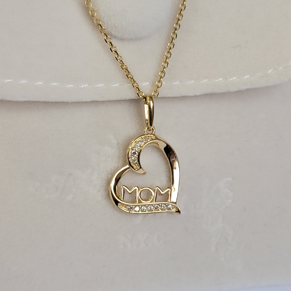 14k Gold Diamond Mom Necklace – Beauties Jewelry NYC